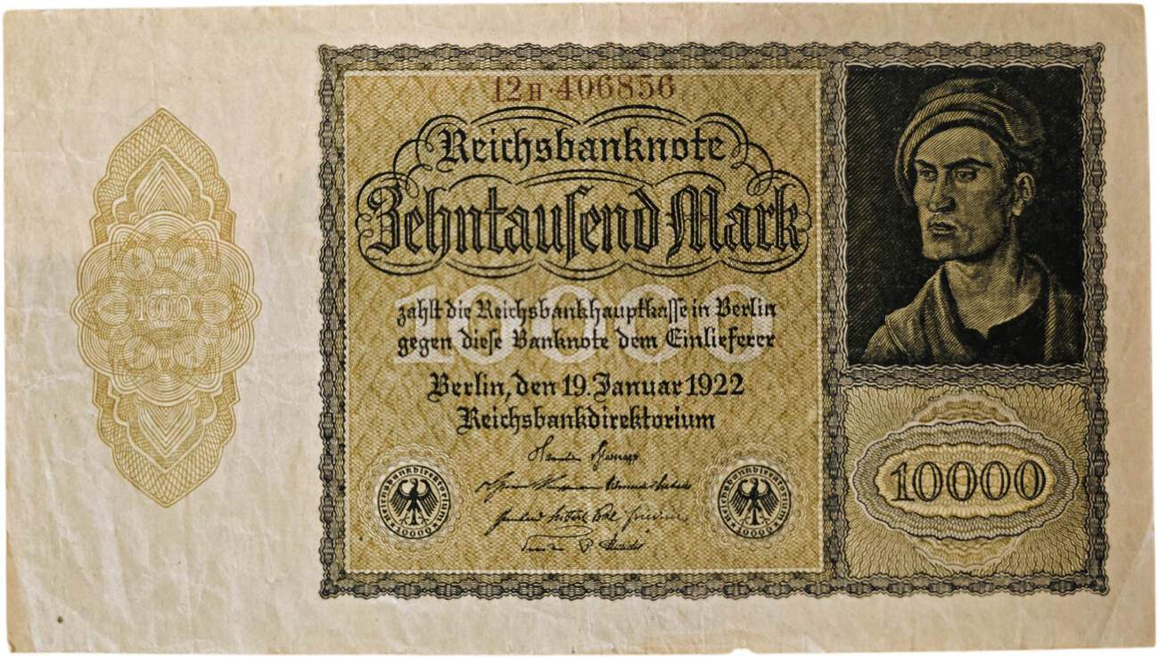 WEIMAR Reichsbanknote 10000 Mark 1922 KN 406856 II | MA-Shops