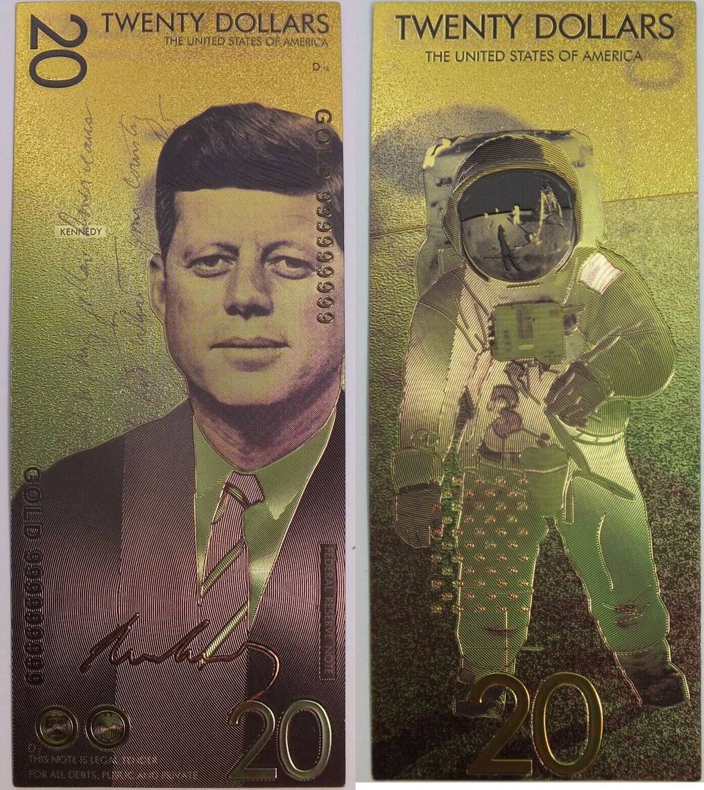 USA Dollar $20 Twenty US Concept Design 6 Novelty 24K Gold Foil Plated ...