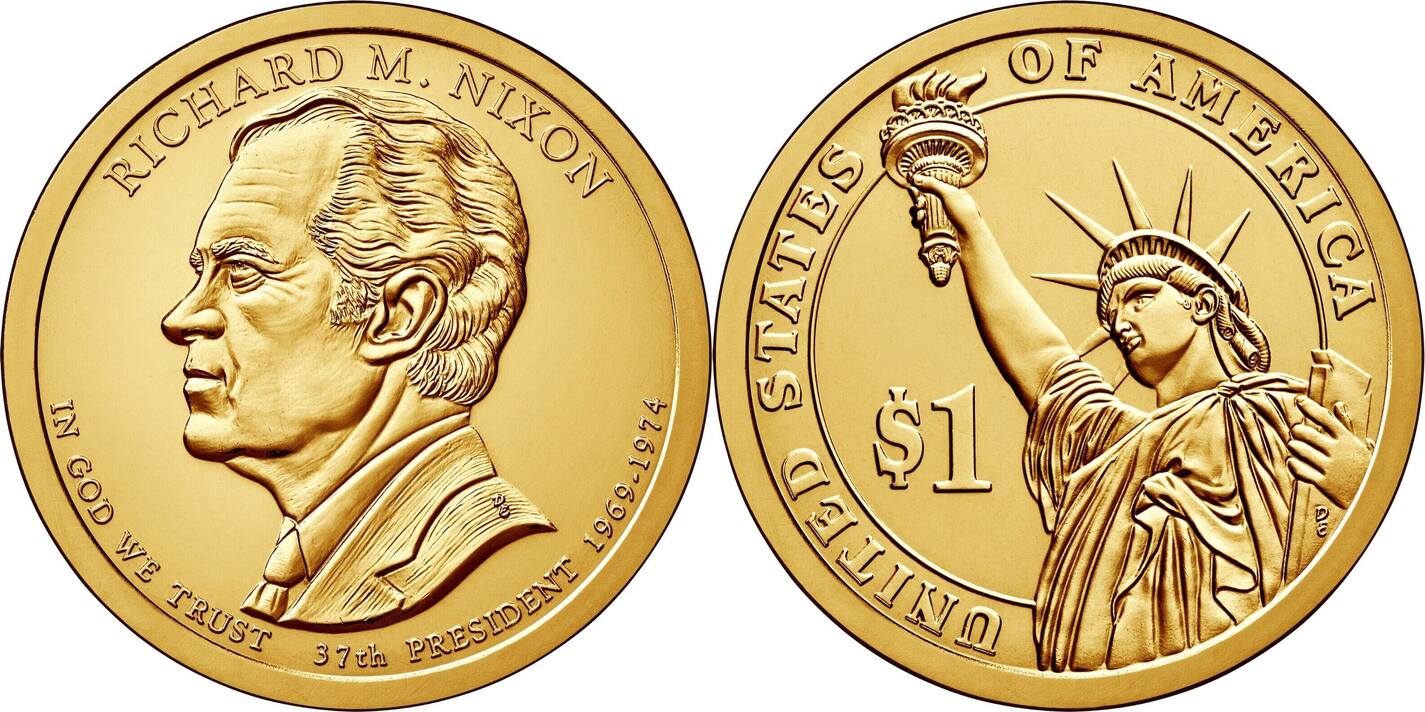 USA $1 Coin 2016-D Richard M. Nixon Presidential Dollar Golden - Denver ...