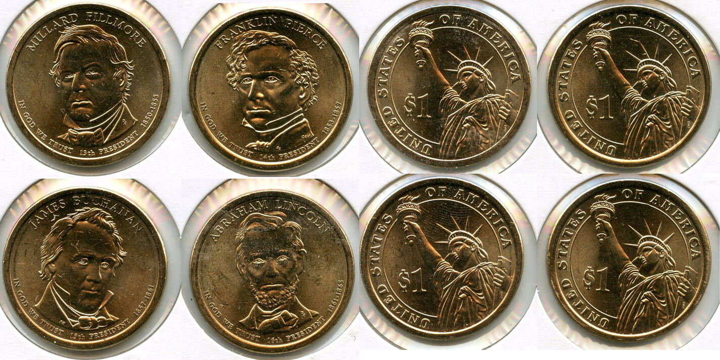 USA Dollar 2010-D Presidential 4-Coin Set - Buchanan Fillmore Lincoln Pierce - MA135 | MA-Shops