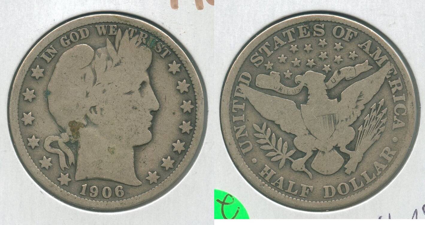USA Half Dollar 1906-P Silver Barber 50c Philadelphia Mint - KR279 | MA-Shops