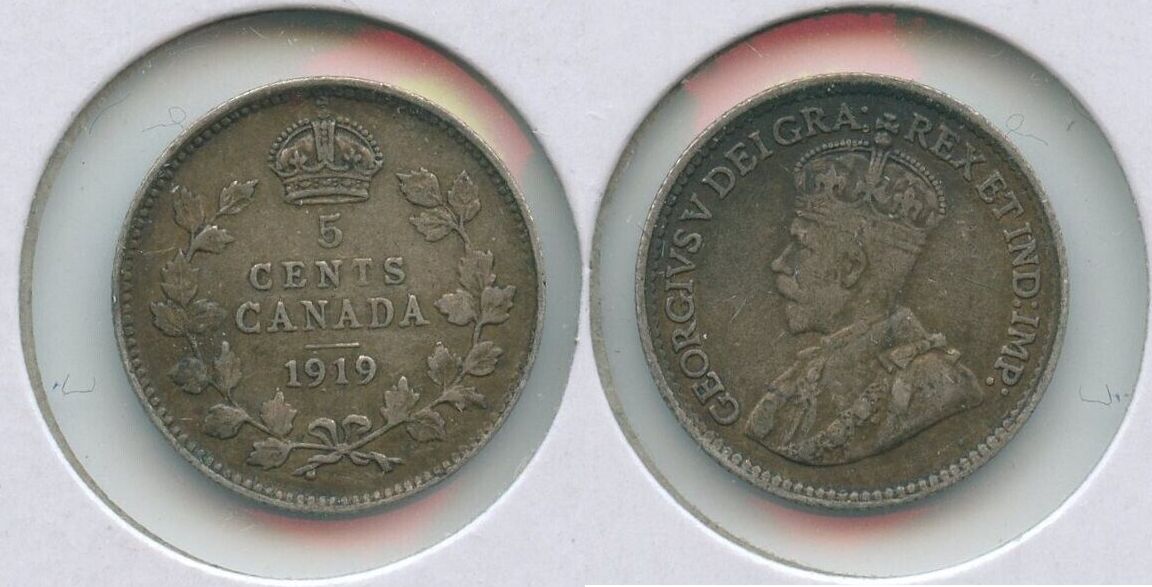 Kanada 5 Cents 1919 Canada .925 Silver Coin King George V - SR384 | MA ...