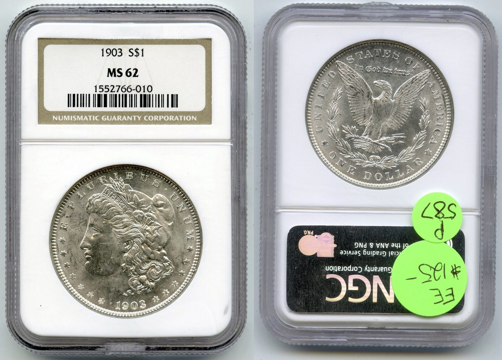 USA Dollar 1903 Morgan Silver NGC MS62 Certified - Philadelphia Mint - P587 | MA-Shops