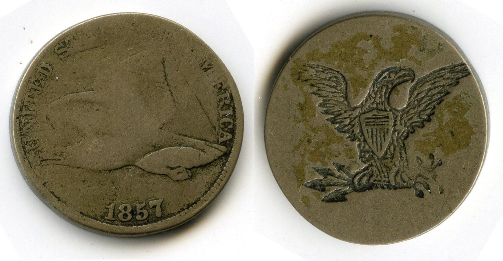 USA Cent 1857 Flying Eagle Penny - Union Civil War Counterstamp Coin ...