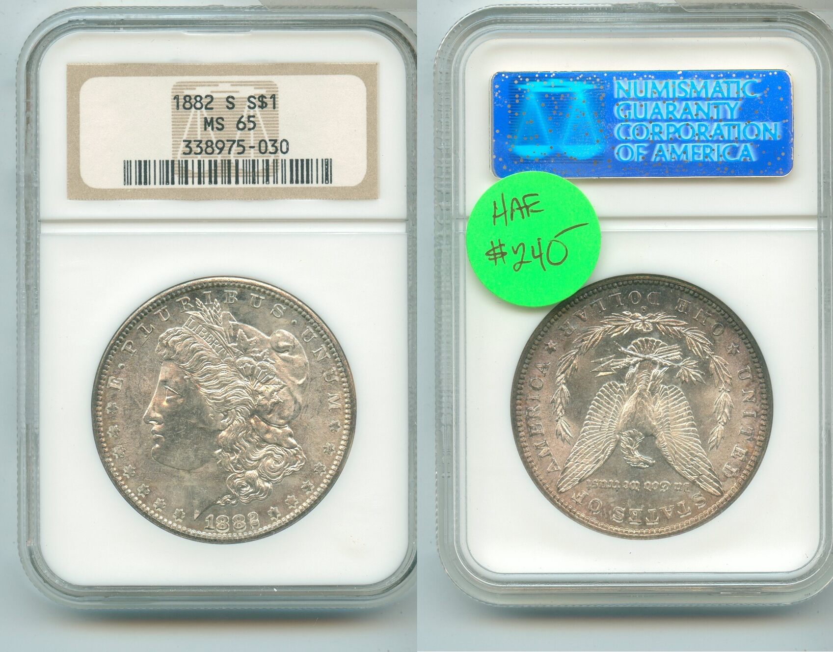 USA 1 Dollar 1882 S Morgan $ NGC MS65 Silver Coin - RK521 | MA-Shops