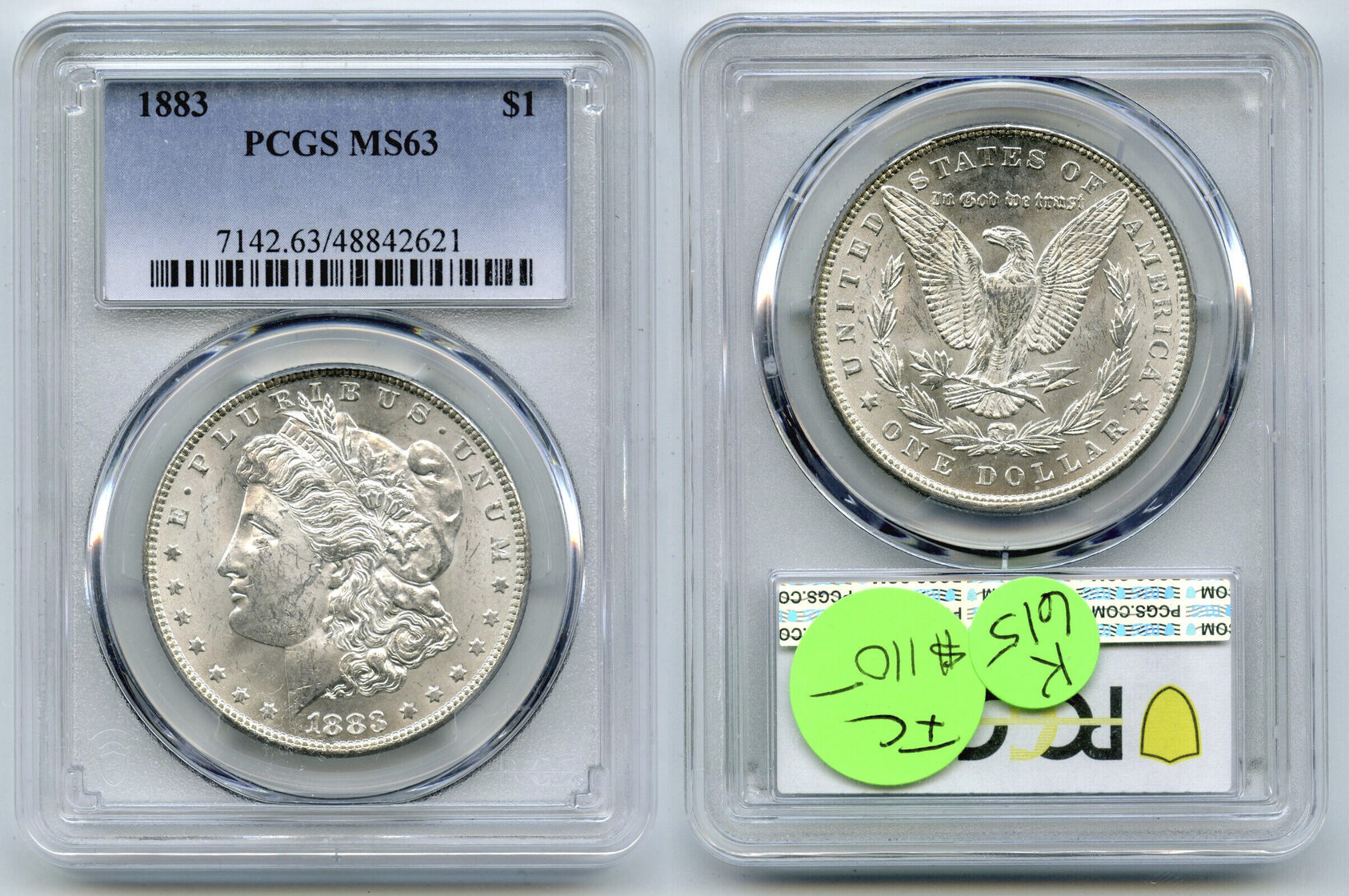 USA Dollar 1883 Morgan Silver PCGS MS 63 Certified - Philadelphia Mint ...