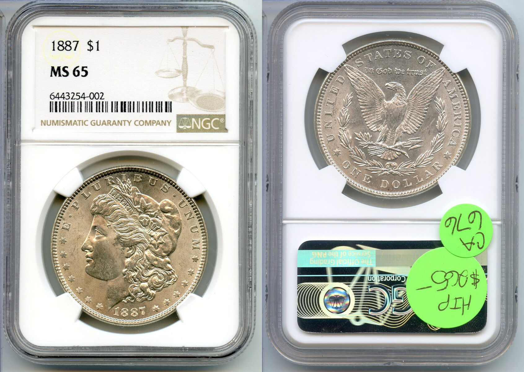 USA Dollar 1887 Morgan Silver NGC MS65 Certified - Philadelphia Mint ...