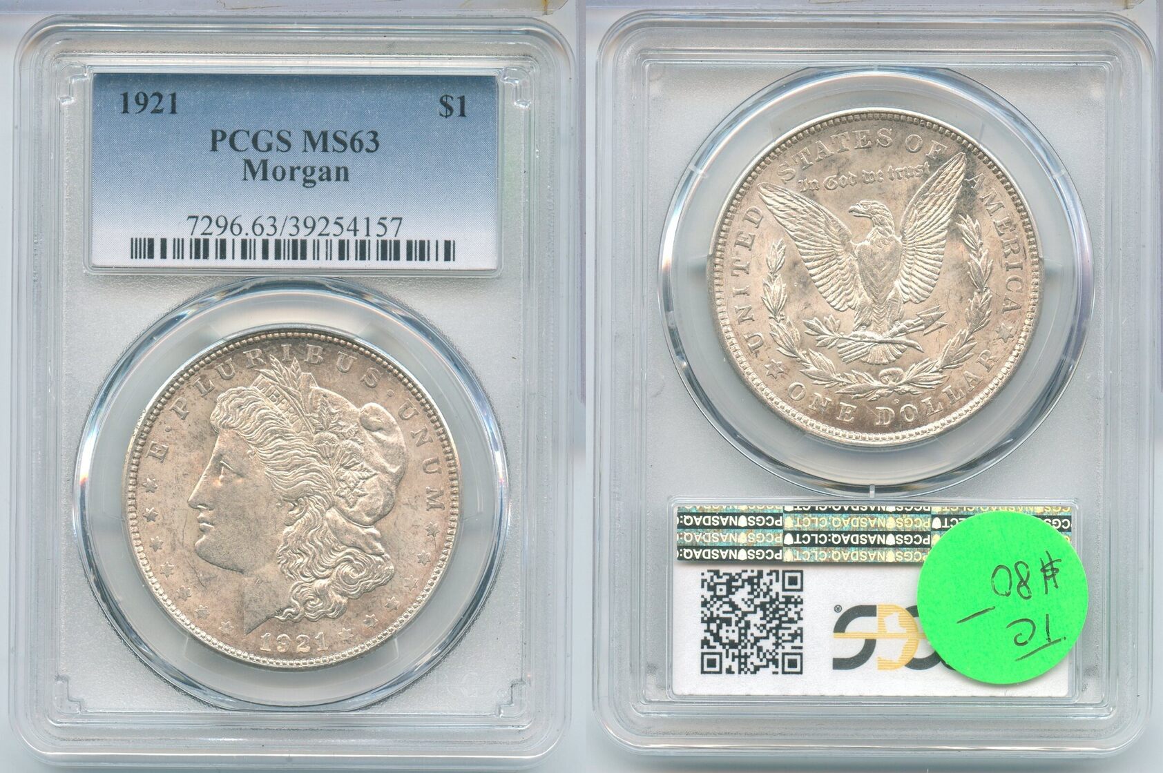 USA Dollar 1921-P Morgan Silver PCGS MS63 Philadelphia Mint -SS925 | MA ...
