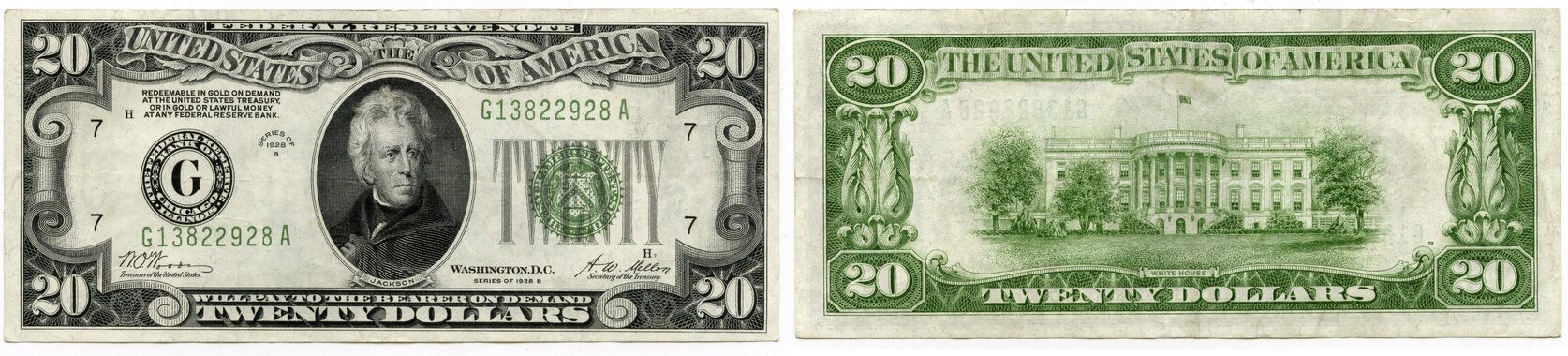 USA 1928-B $20 Federal Reserve Note Bank of Chicago Illinois Currency ...