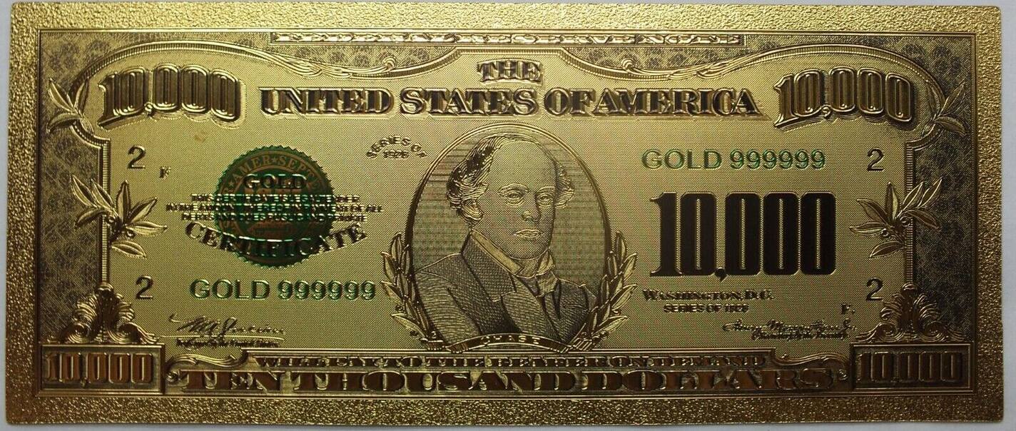 USA Banknoten 1928 Federal Reserve $10000 Note FRN Novelty 24K Gold ...
