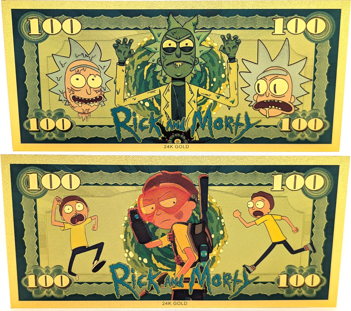 USA Banknoten Rick and Morty Rick Sanchez & Morty Smith $100 24K Gold ...
