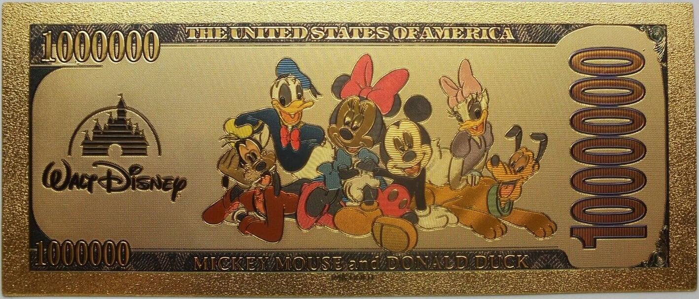 USA Banknoten Minnie Mouse Walt Disney $1000000 Note Novelty 24K Gold ...