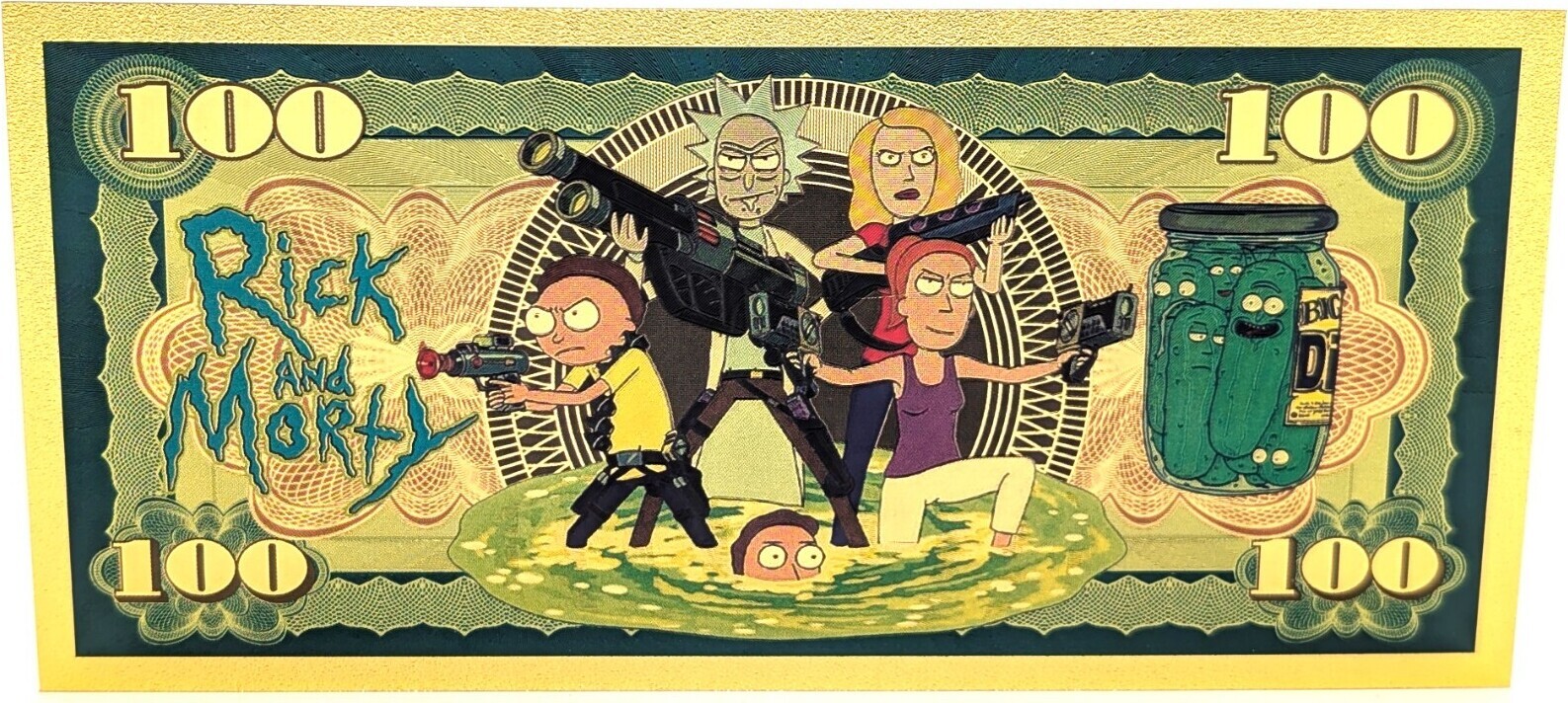 USA Banknoten Rick and Morty Rick Sanchez & Morty Smith $100 24K Gold ...