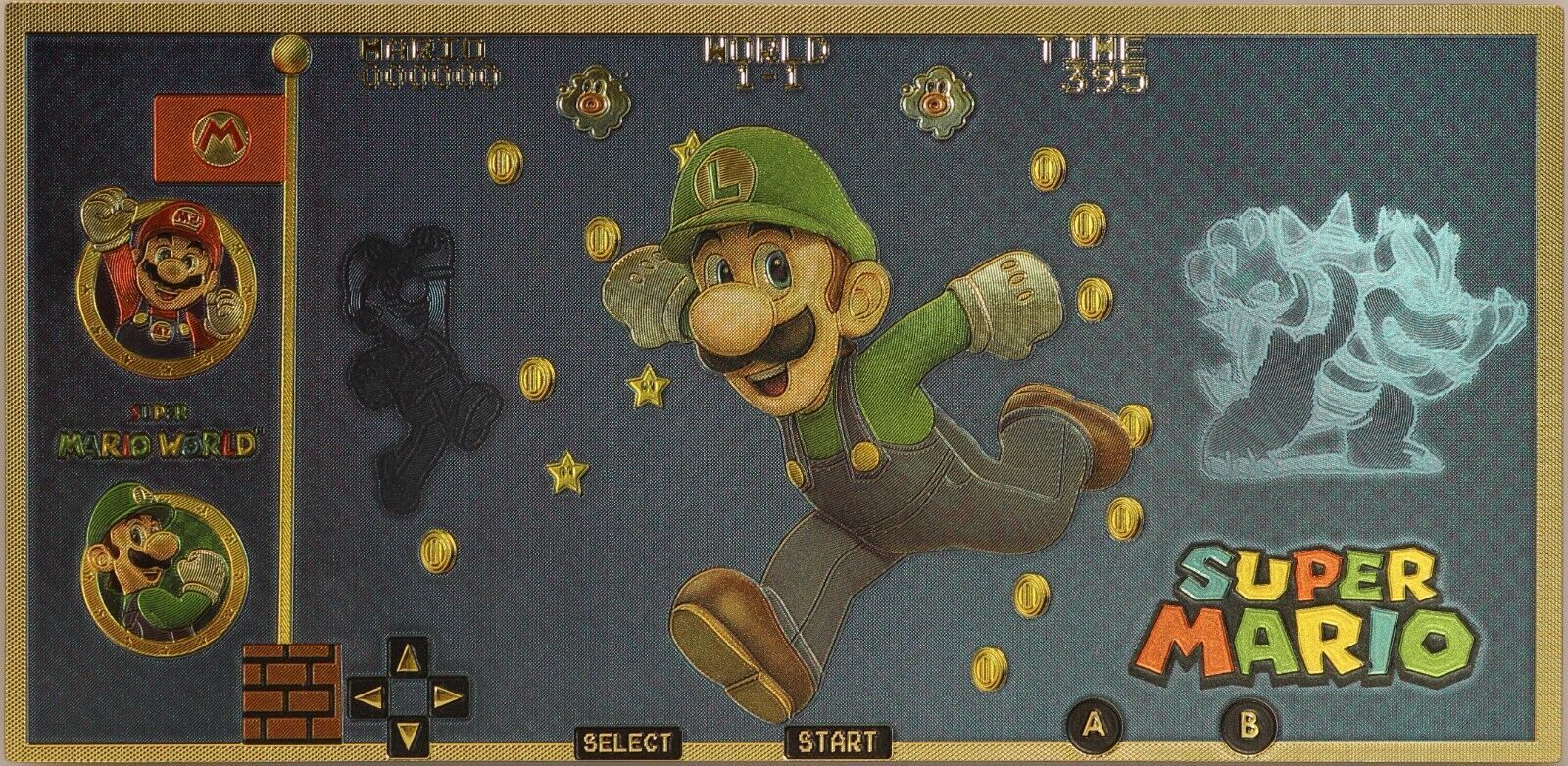 USA Banknoten Super Mario Bros. World Luigi Novelty 24K Gold Foil ...