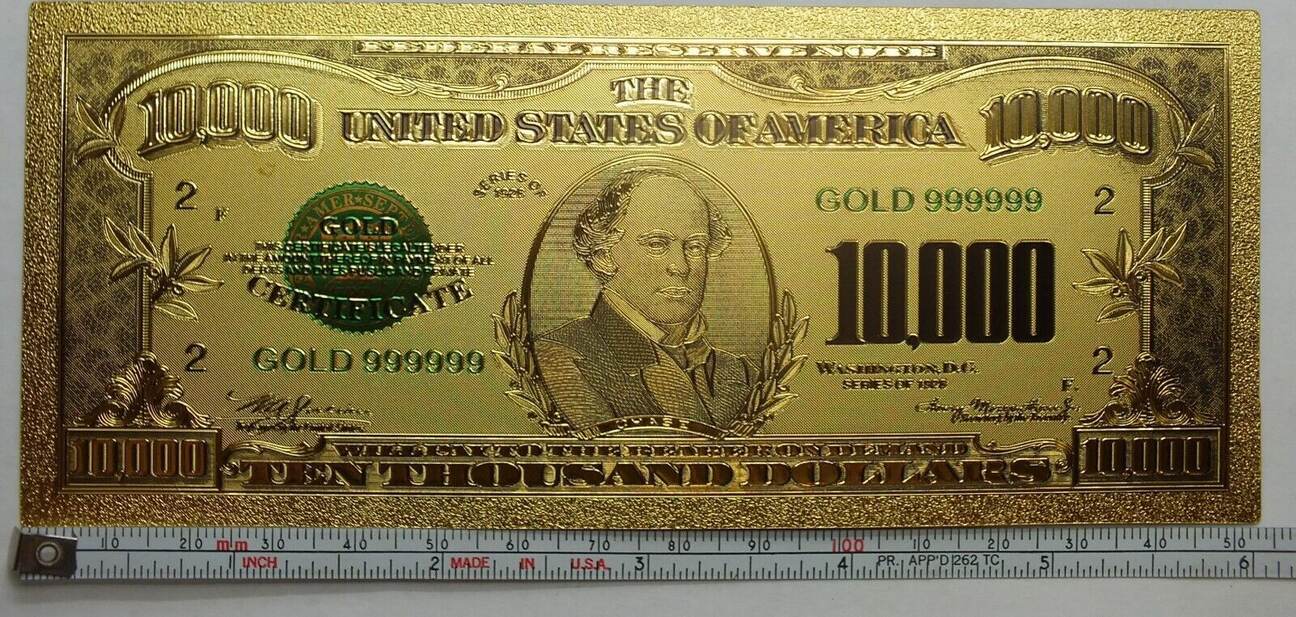 USA Banknoten 1928 Federal Reserve $10000 Note FRN Novelty 24K Gold ...