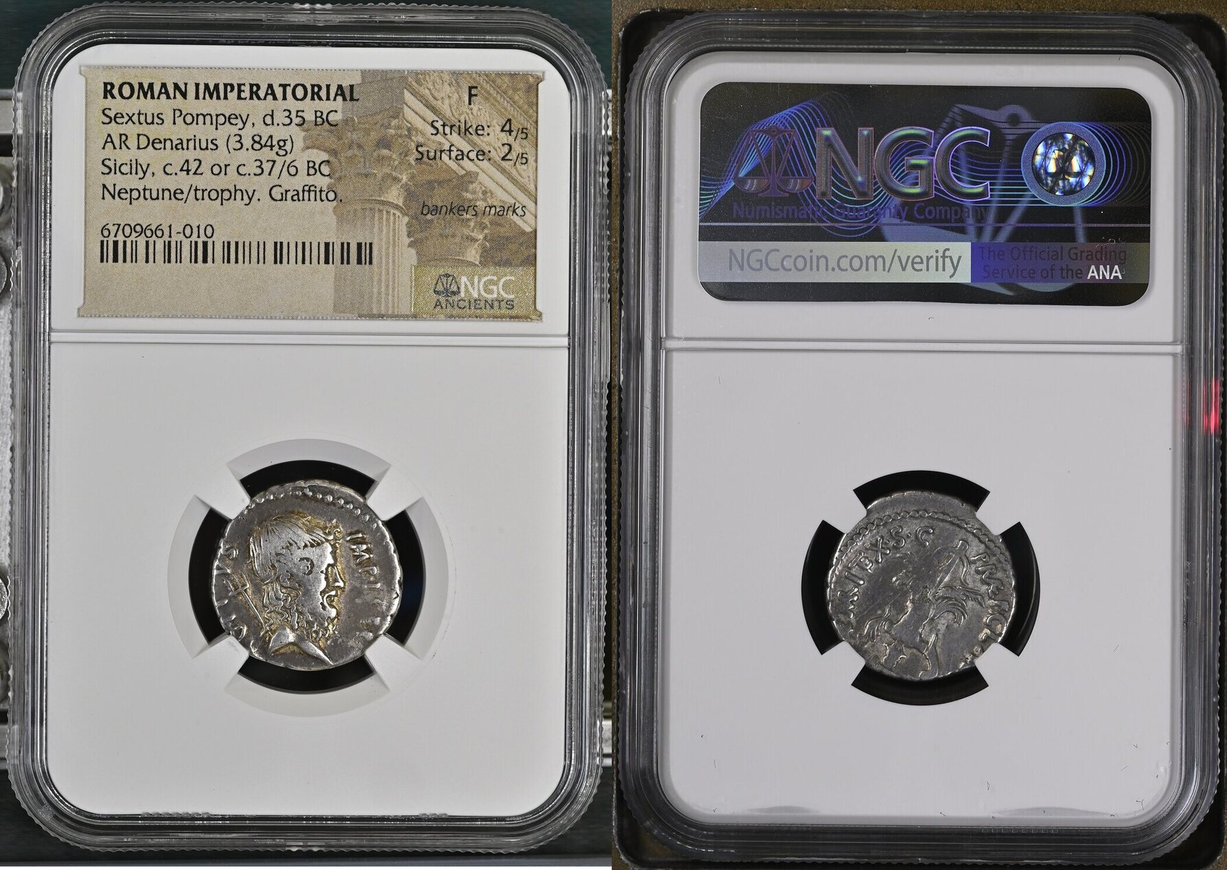 ROMAN IMPERATORIAL AR Denarius Sextus Pompey, d.35 BC Sextus Pompey ...