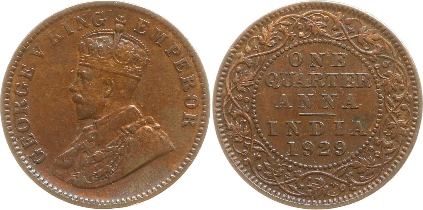Indien 1/4 Anna 1929 George V., 1910 - 1936 Gutes sehr schön | MA-Shops
