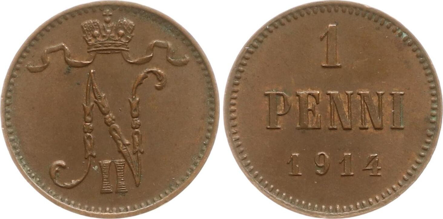 Finnland Penni 1914 Nikolaus II. von Russland, 1894-1917 Sehr schön ...