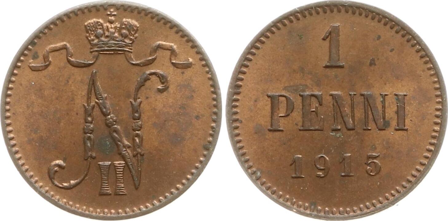 Finnland Penni 1915 Nikolaus II. von Russland, 1894-1917 Fast ...