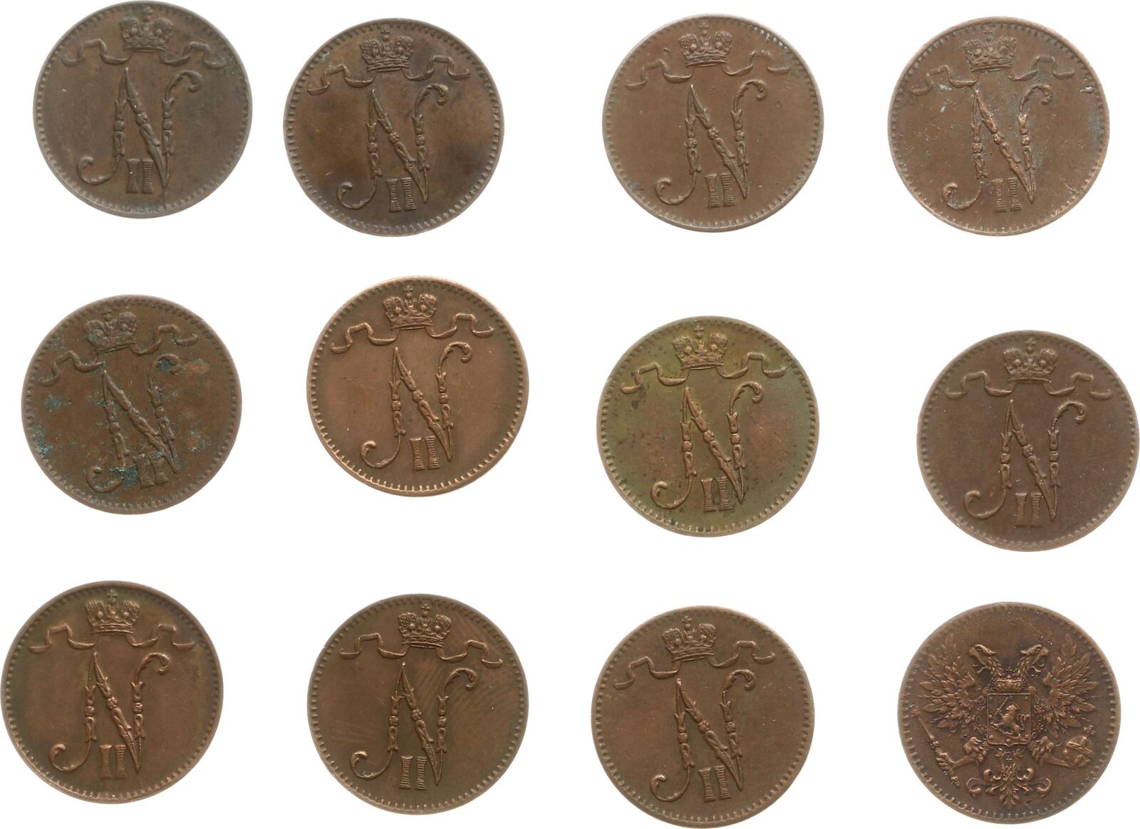 Finnland Penni Lot 12 Stck. 1900 - 1917 Nikolaus II. von Russland, 1894 ...