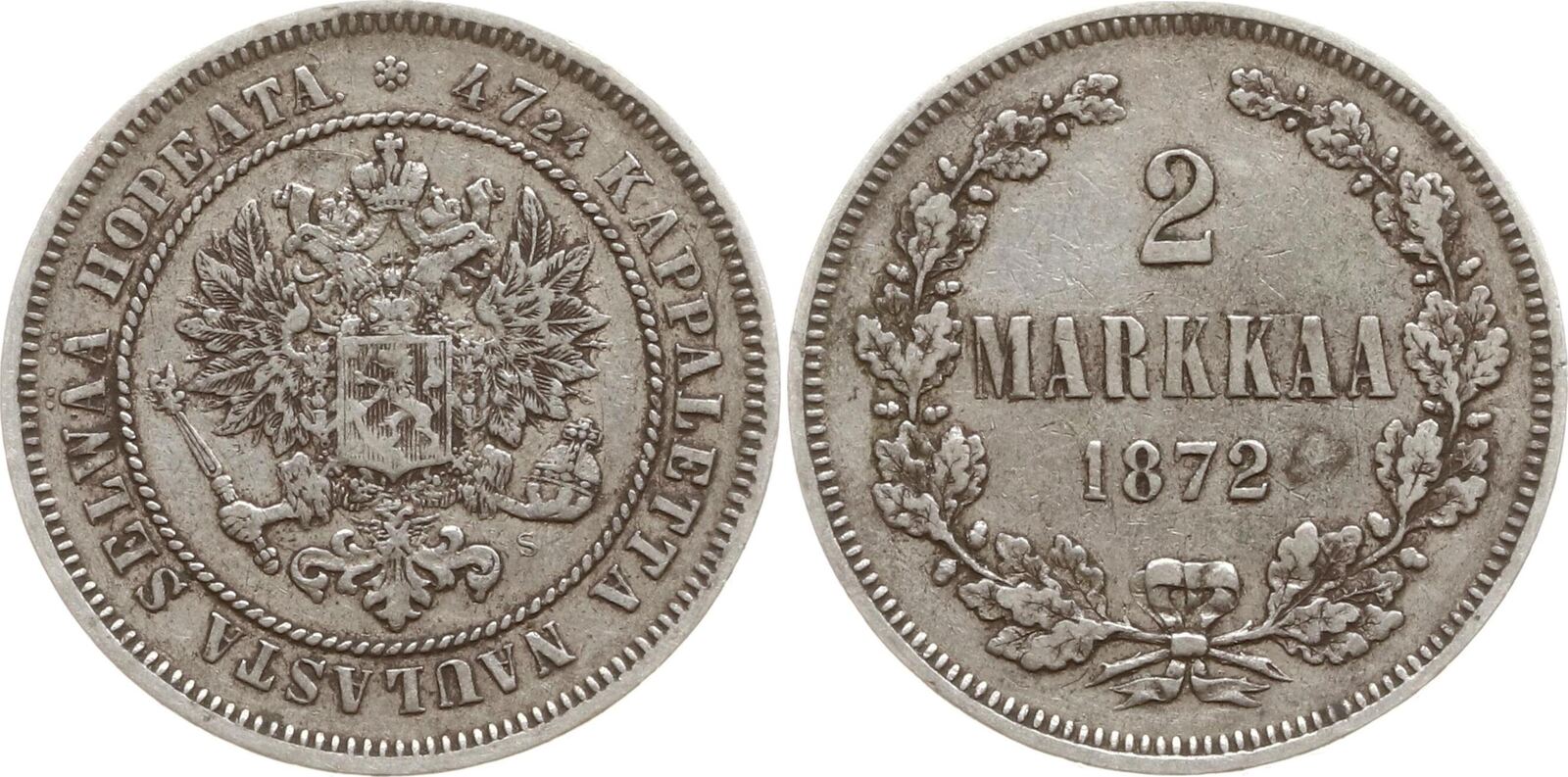 Finnland 2 Markkaa 1872 Alexander II. von Russland, 1855 - 1881 Sehr schön | MA-Shops