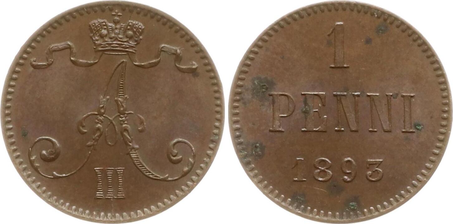 Finnland Penni 1893 Alexander III. von Russland, 1881 - 1894 Besser als ...