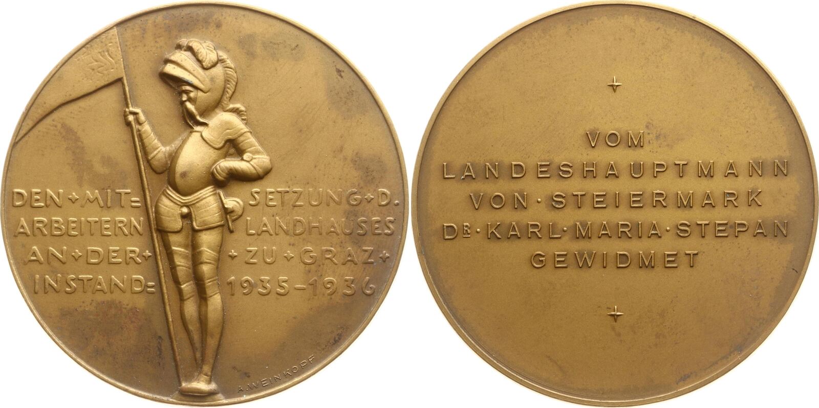 Österreich, Steiermark, Stadt Graz Bronzemedaille 1936, RR! v. Weinköpf ...