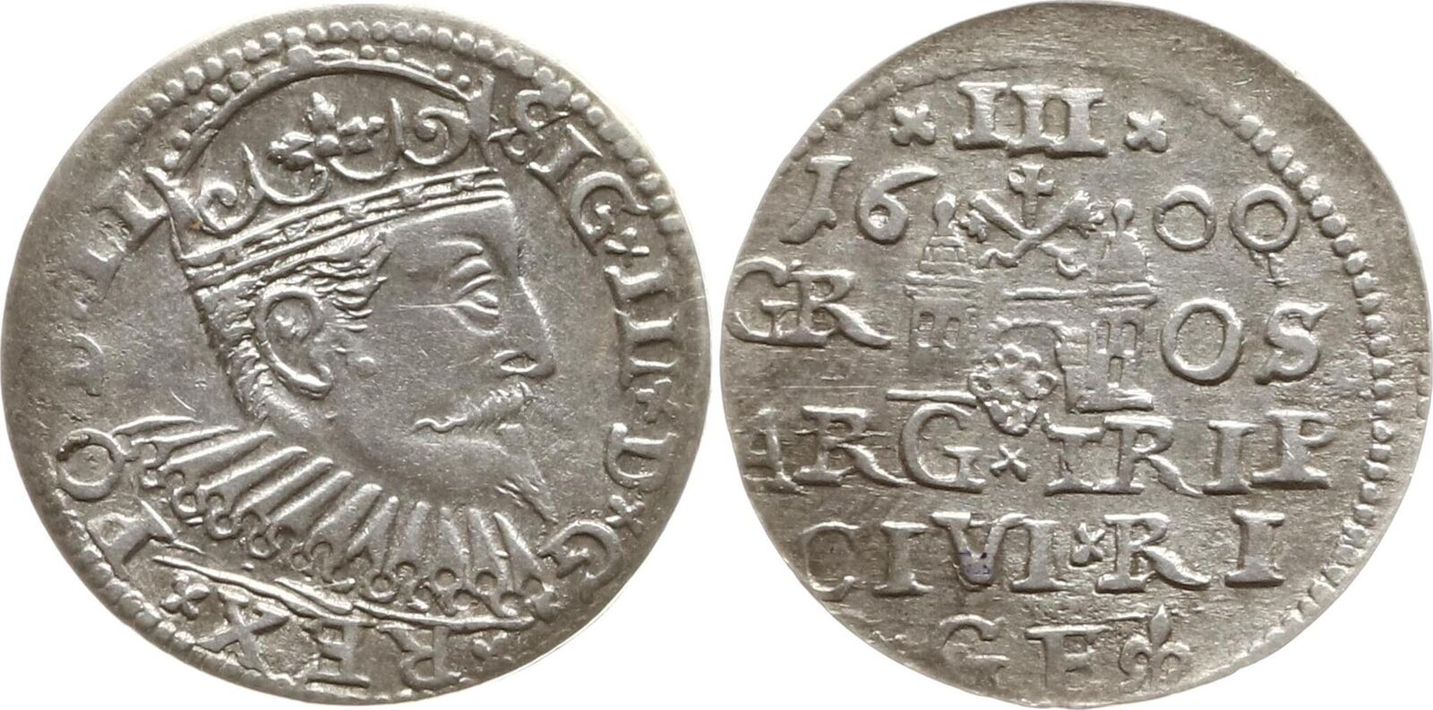 Polen, Stadt Riga 3-Gröscher 1600 Sigismund III., 1587 - 1632 Sehr ...