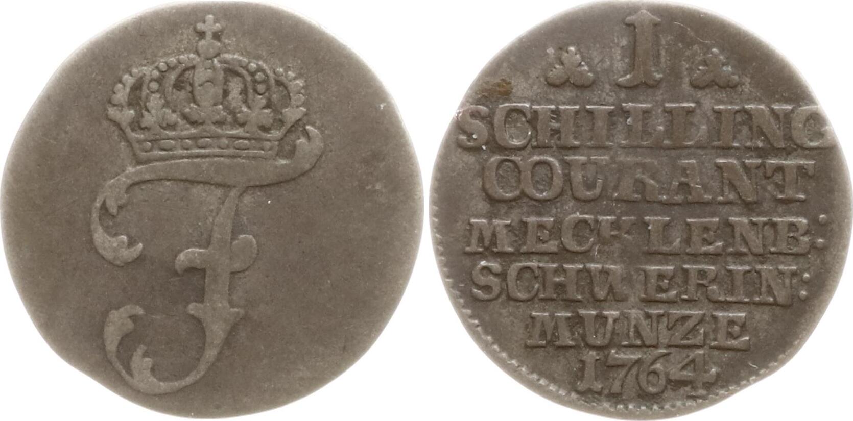 Mecklenburg-Schwerin, Herzogtum 1 Schilling 1764 Friedrich, 1756 - 1785 Sehr schön | MA-Shops