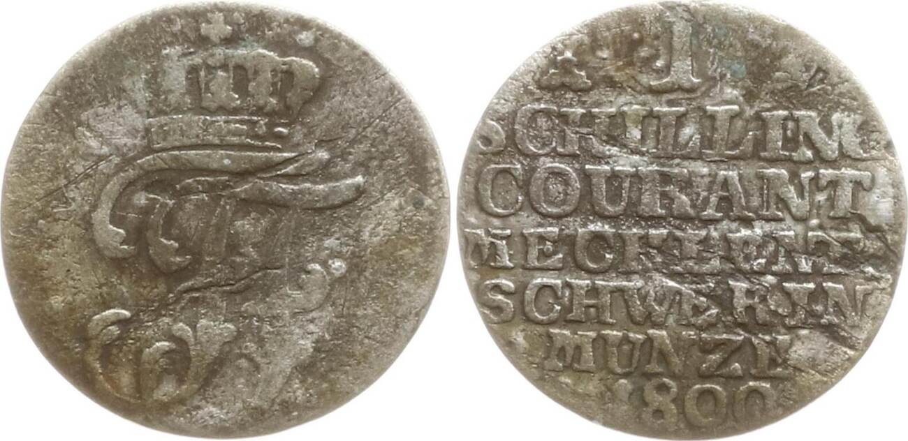 Mecklenburg-Schwerin, Herzogtum 1 Schilling 1800 Friedrich Franz I., 1785 - 1837 Fast sehr schön ...