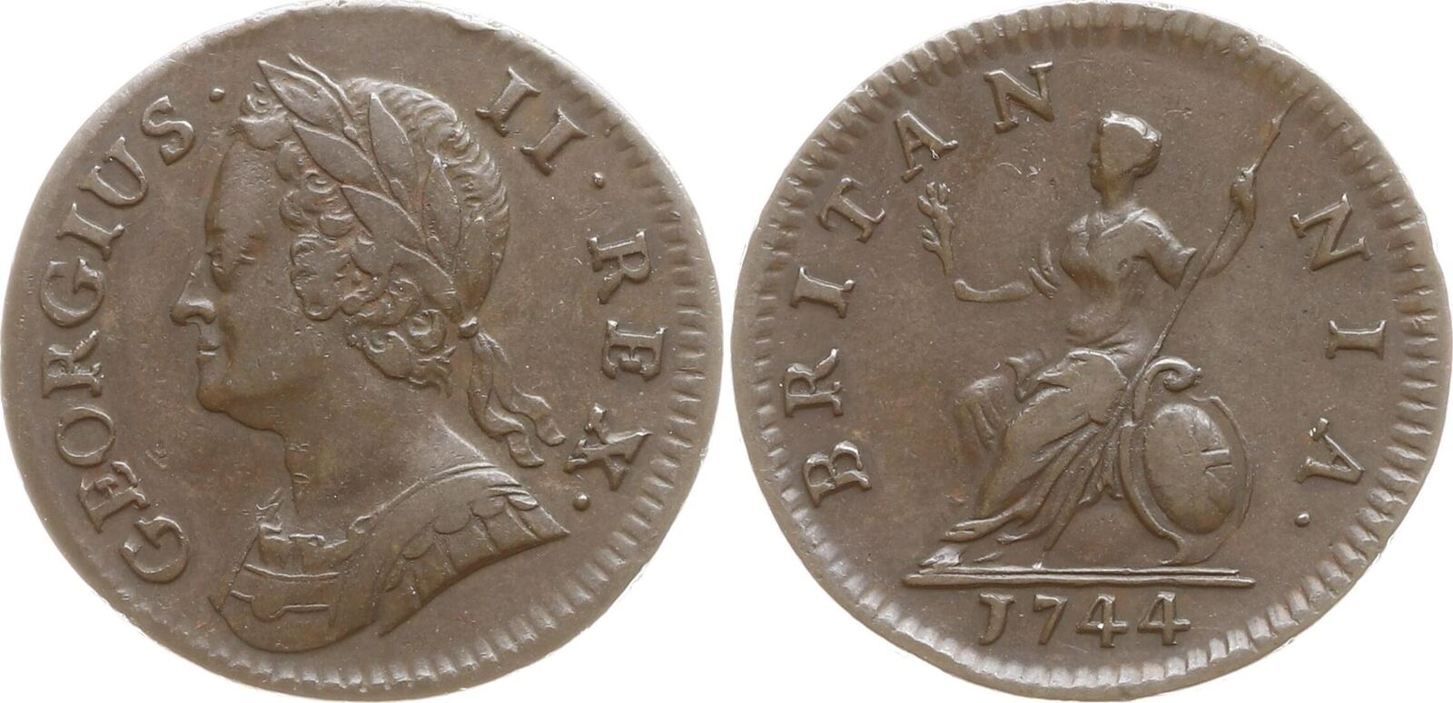 Großbritannien Farthing 1744 George II., 1727 - 1760 Sehr schön | MA-Shops