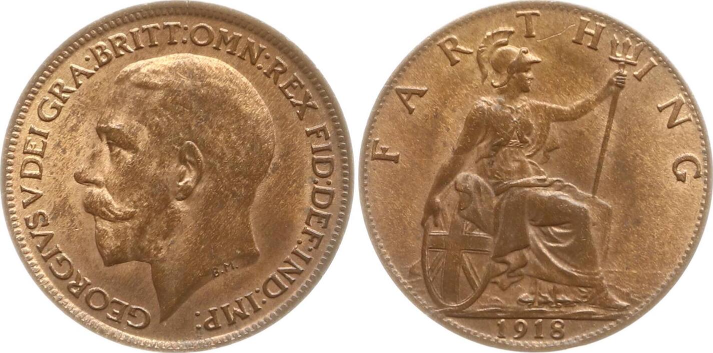 Großbritannien Farthing 1918 George V., 1910 - 1936 Vorzüglich, min. Kr ...