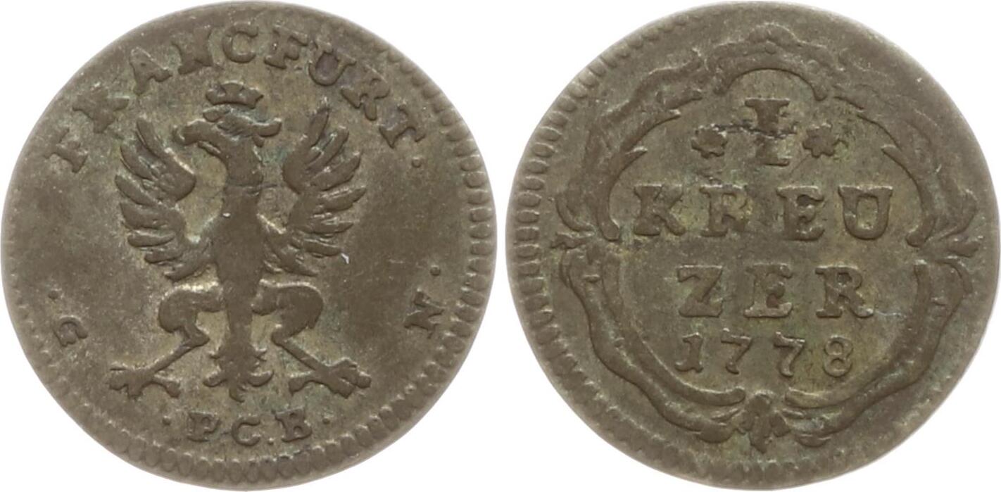 Frankfurt, Stadt 1 Kreuzer 1778, R! Interpunktionsvariante fehlt bei ...