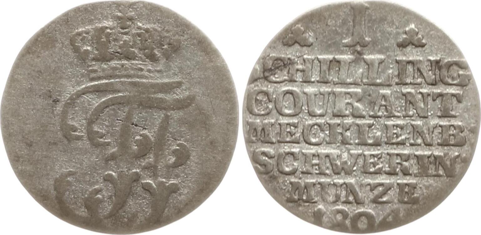 Mecklenburg-Schwerin, Herzogtum 1 Schilling 1804 Friedrich Franz I., 1785 - 1837 Sehr schön | MA ...