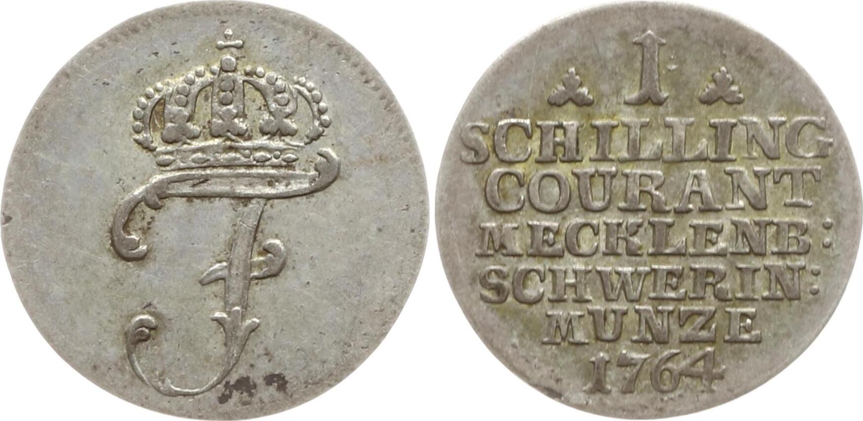 Mecklenburg-Schwerin, Herzogtum 1 Schilling 1764 Friedrich, 1756 - 1785 Sehr schön - vorzüglich ...