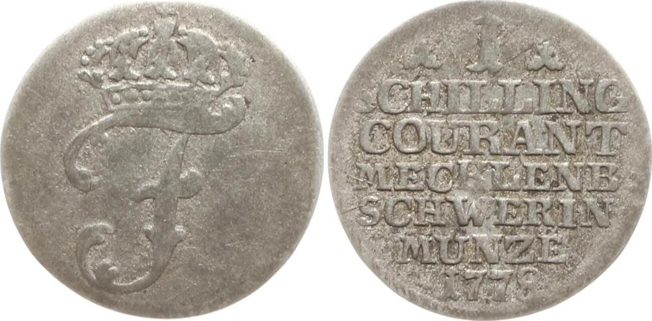 Mecklenburg-Schwerin, Herzogtum 1 Schilling 1778 Friedrich, 1756 - 1785 Sehr schön | MA-Shops