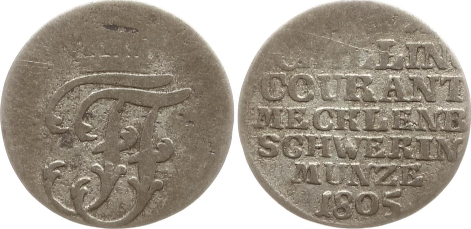 Mecklenburg-Schwerin, Herzogtum 1 Schilling 1805 Friedrich Franz I., 1785 - 1837 Schön - sehr ...