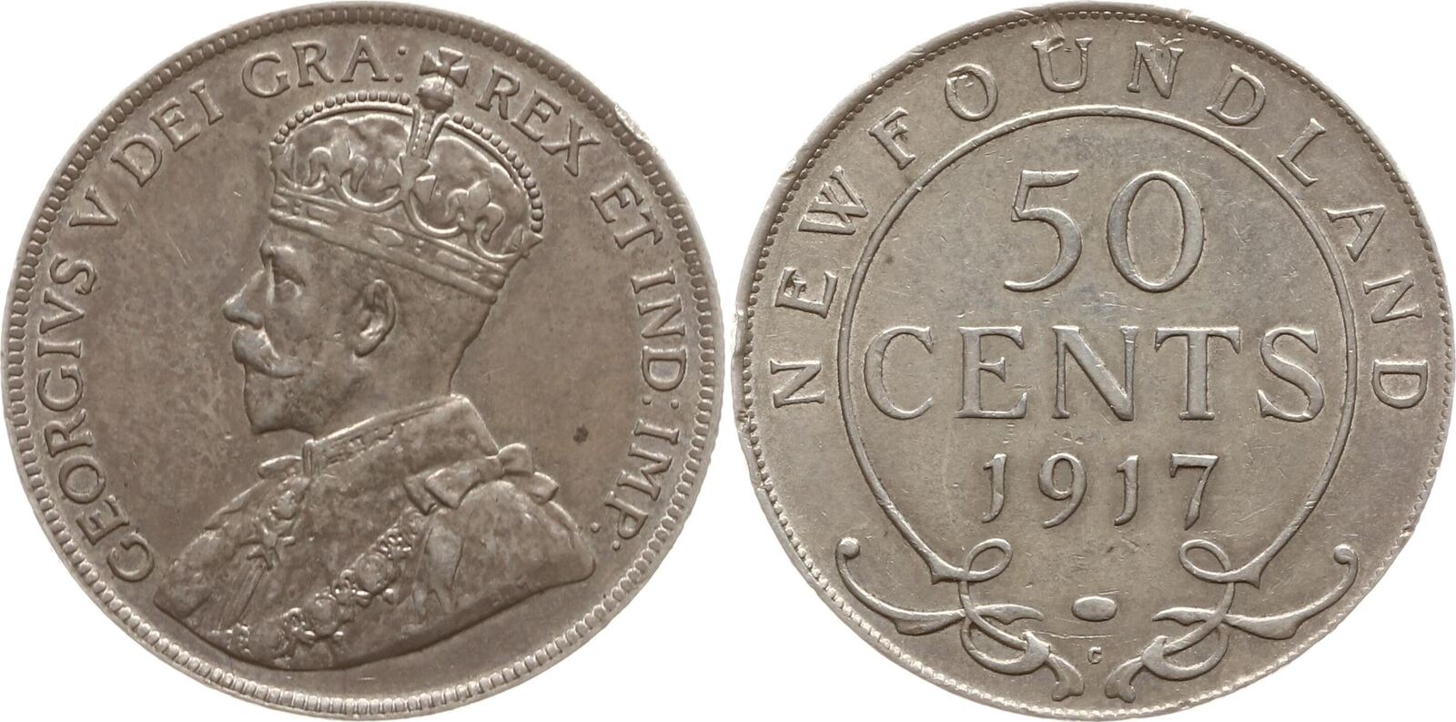Kanada, Newfoundland 50 Cents 1917 George V., 1910 - 1936 Besser als ...