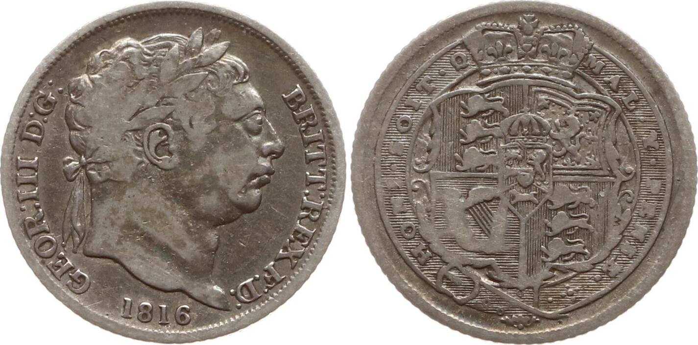 Großbritannien 6 Pence 1816 George III., 1760 - 1820 Schön - sehr schön ...