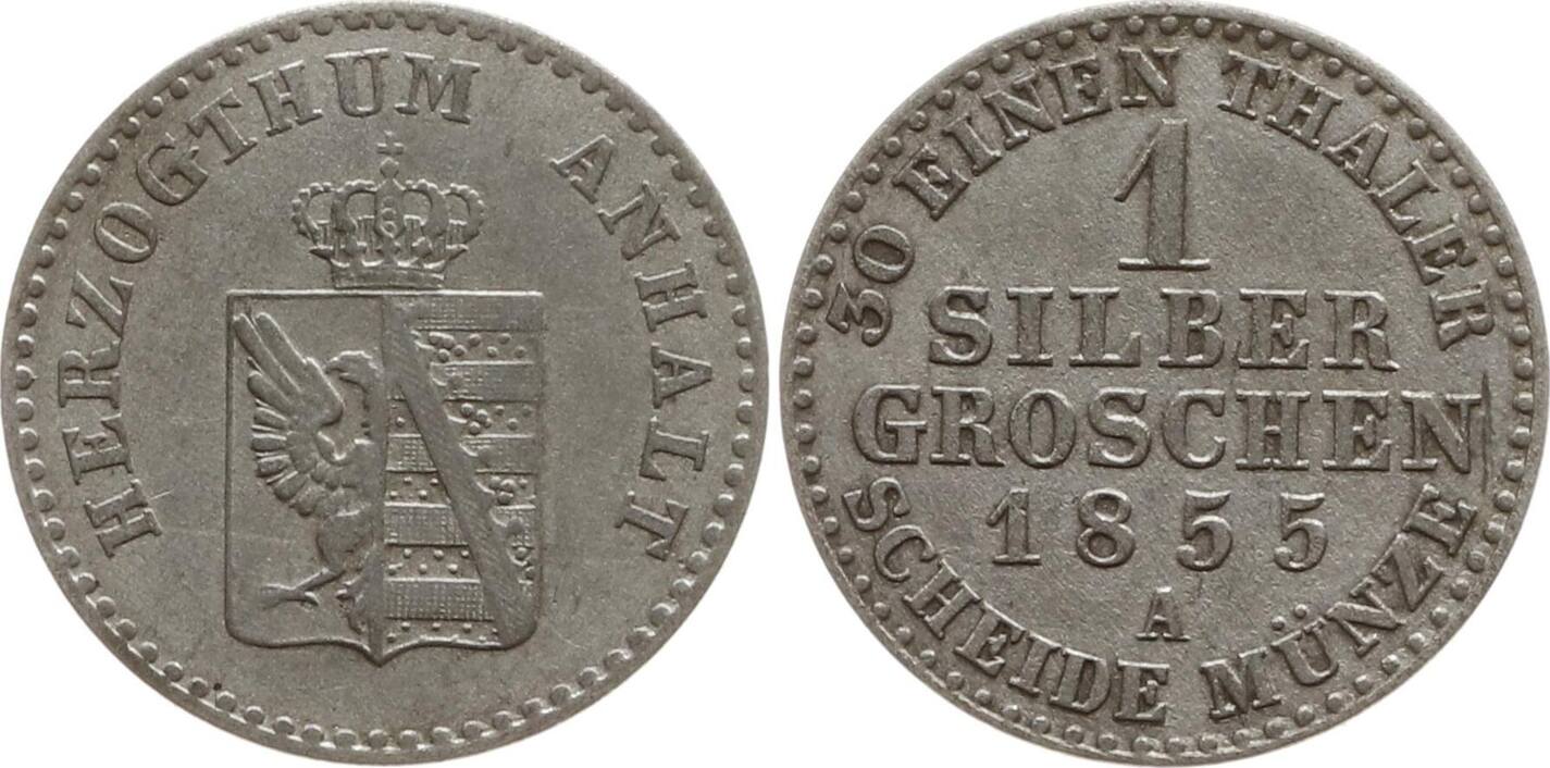 Anhalt, Herzogtum 1 Silbergroschen 1855 A Gemeinschaftsprägung der ...