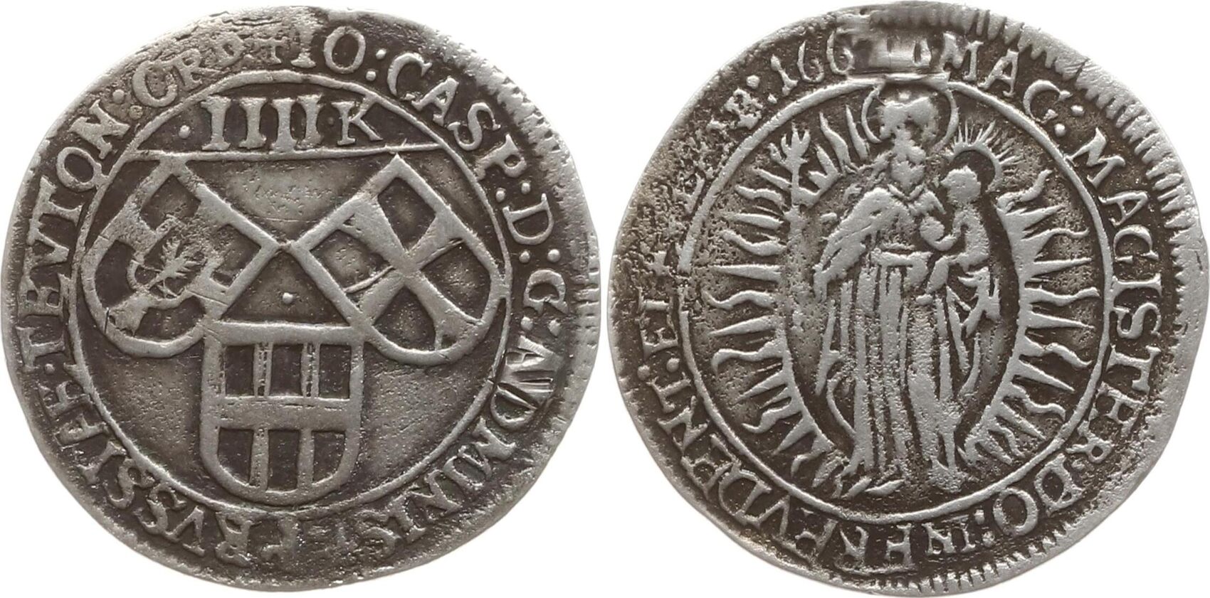 Deutscher Orden in Mergentheim 4 Kreuzer (Batzen) 1667 Johann Caspar II. von Ampringen, 1664 ...