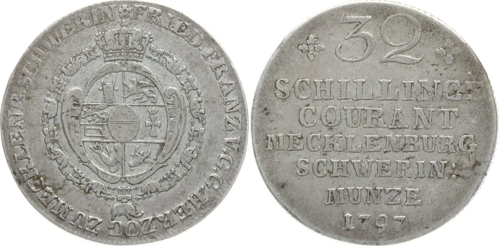 Mecklenburg-Schwerin, Herzogtum 32 Schilling 1797 Friedrich Franz I., 1785 - 1837 Sehr schön ...