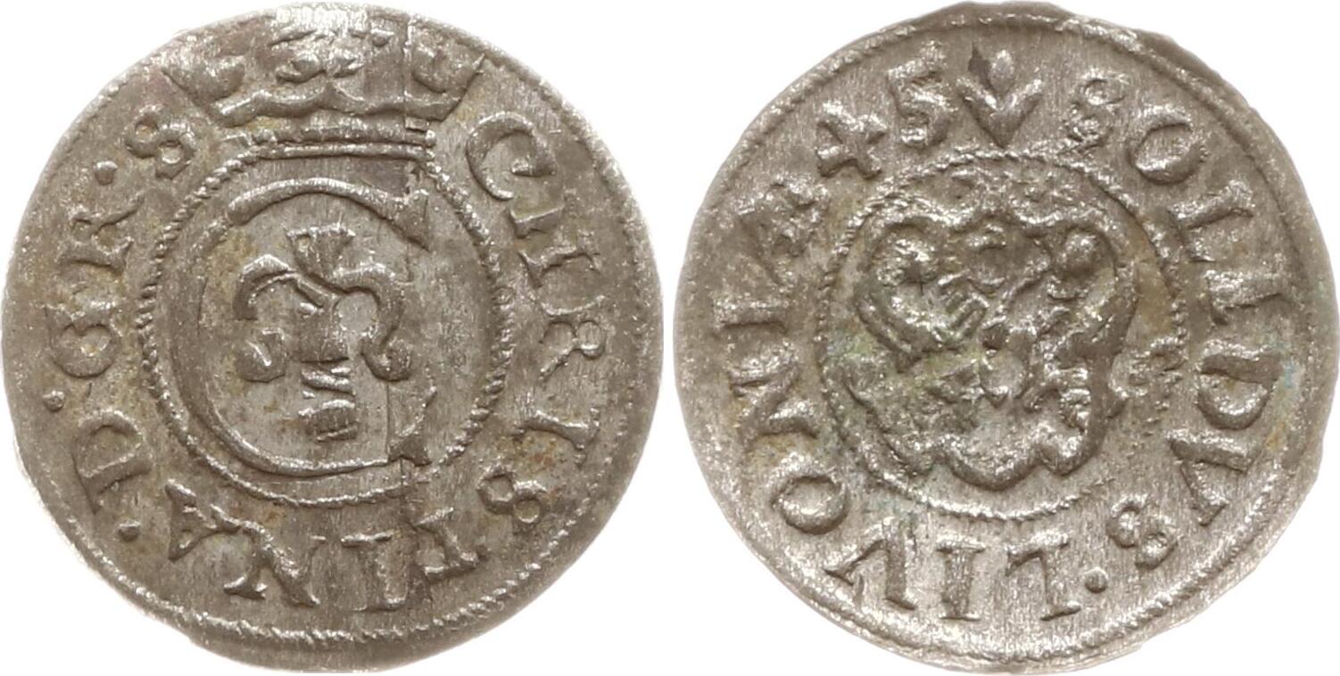 Livland unter Schweden Solidus (Schilling) 1645 Christina, 1632 - 1654 ...