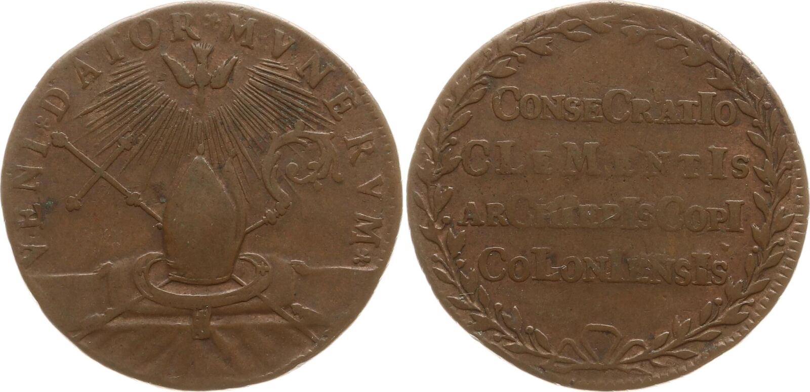 Köln, Erzbistum Bronzejeton 1707 (Chronogramm), R! Auf die Konsekration ...