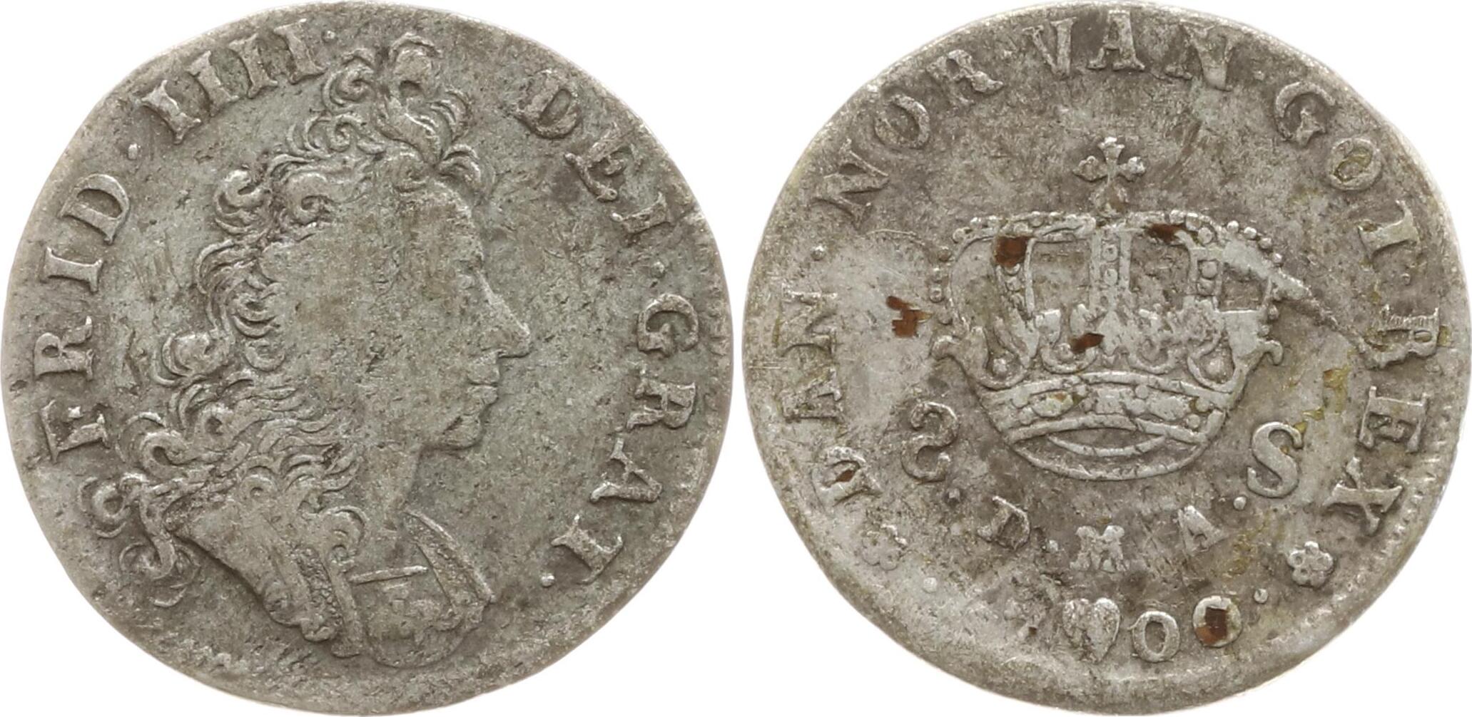 Dänemark, Königreich 8 Skilling 1700 Frederik IV., 1699 - 1730 ...