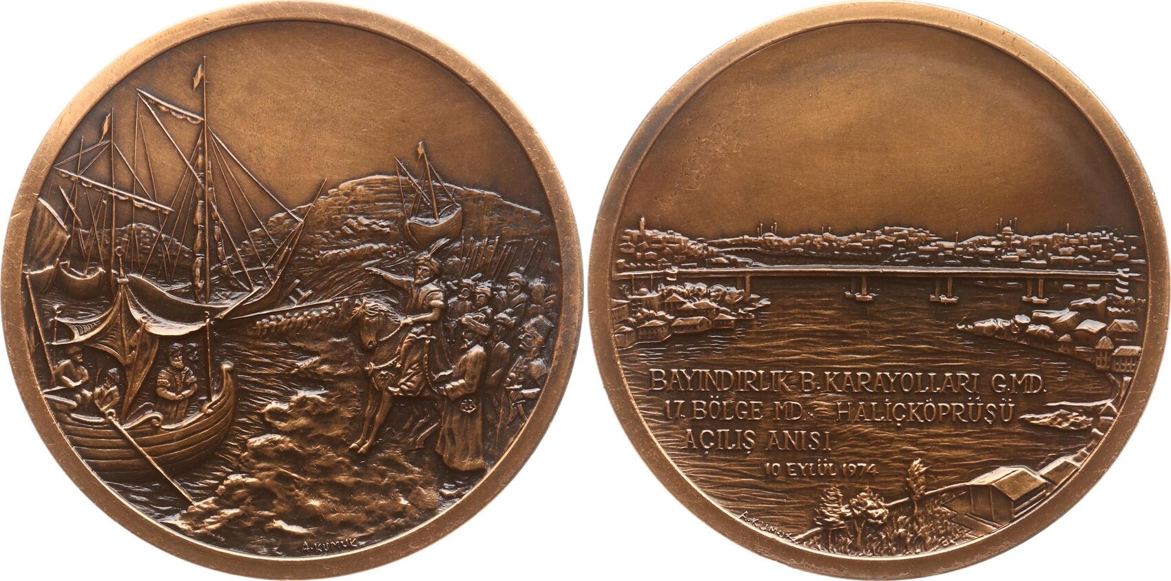 Türkei, Stadt Istanbul Bronzemedaille 1974 v. Kumuk, auf die Eröffnung ...