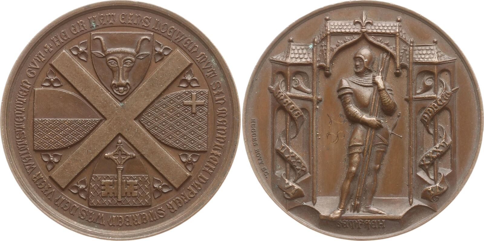 Schweiz Bronzemedaille 1886 v. Hugues Bovy, auf die 500 Jahrfeier der ...