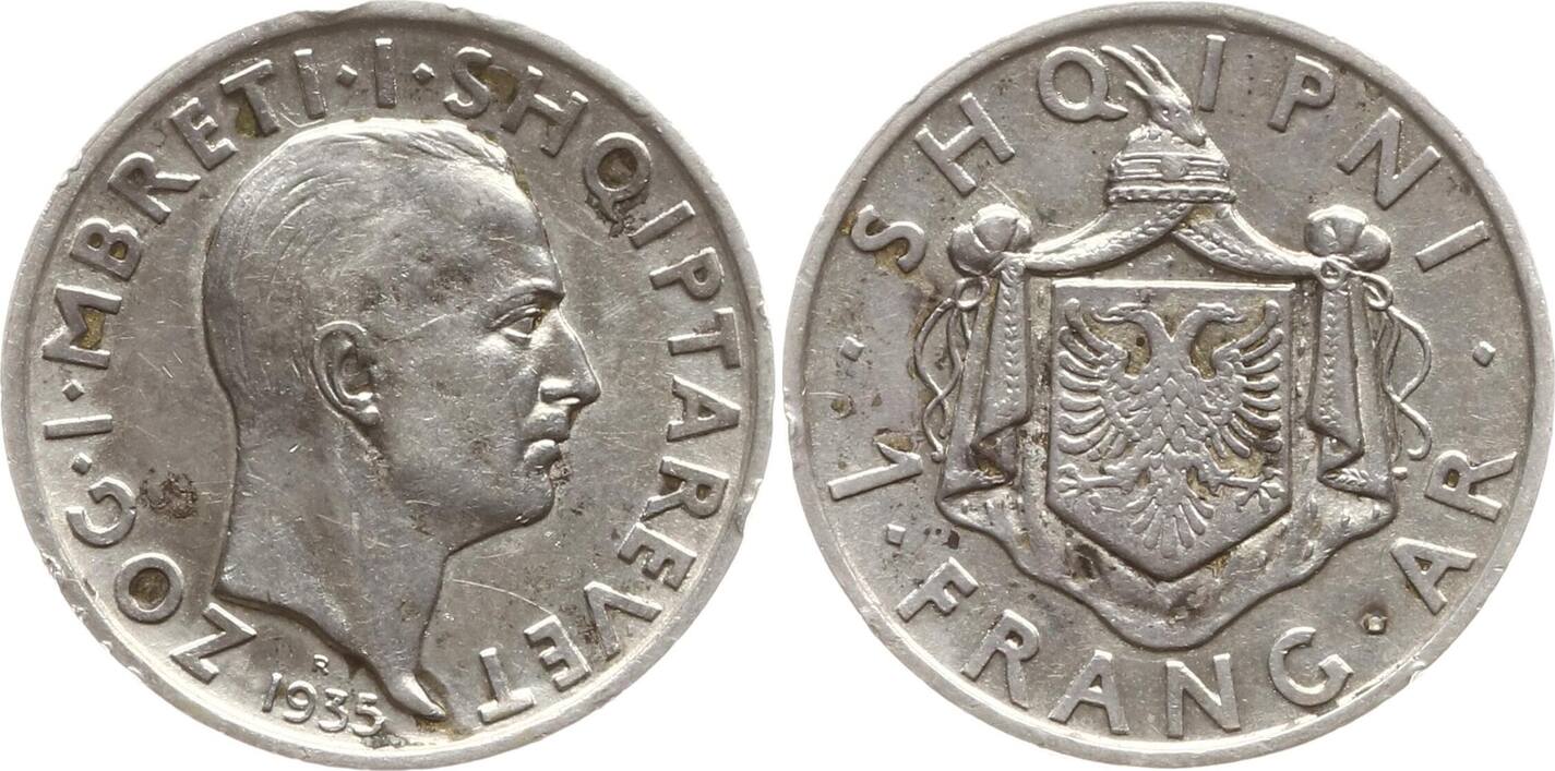 Albanien 1 Frang Ar 1935 Zogu I., 1928 - 1939 Sehr schön - vorzüglich ...