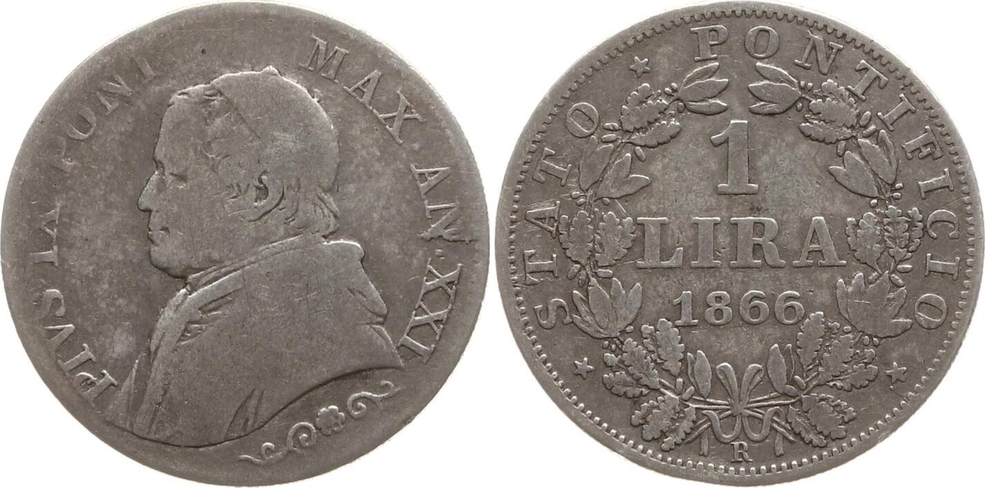Vatikan 1 Lira 1866 R Pius IX., 1846 - 1878, kleine Büste Schön | MA-Shops