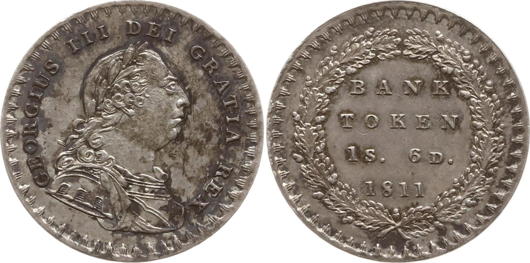 Großbritannien 1 Shilling 6 Pence Bank Token 1811 George III., 1760 ...